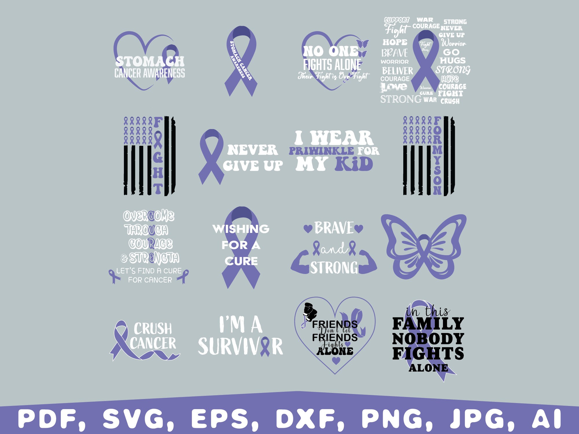 Stomach Cancer Awareness Svg, Periwinkle Ribbon SVG, Stomach Cancer Cut ...