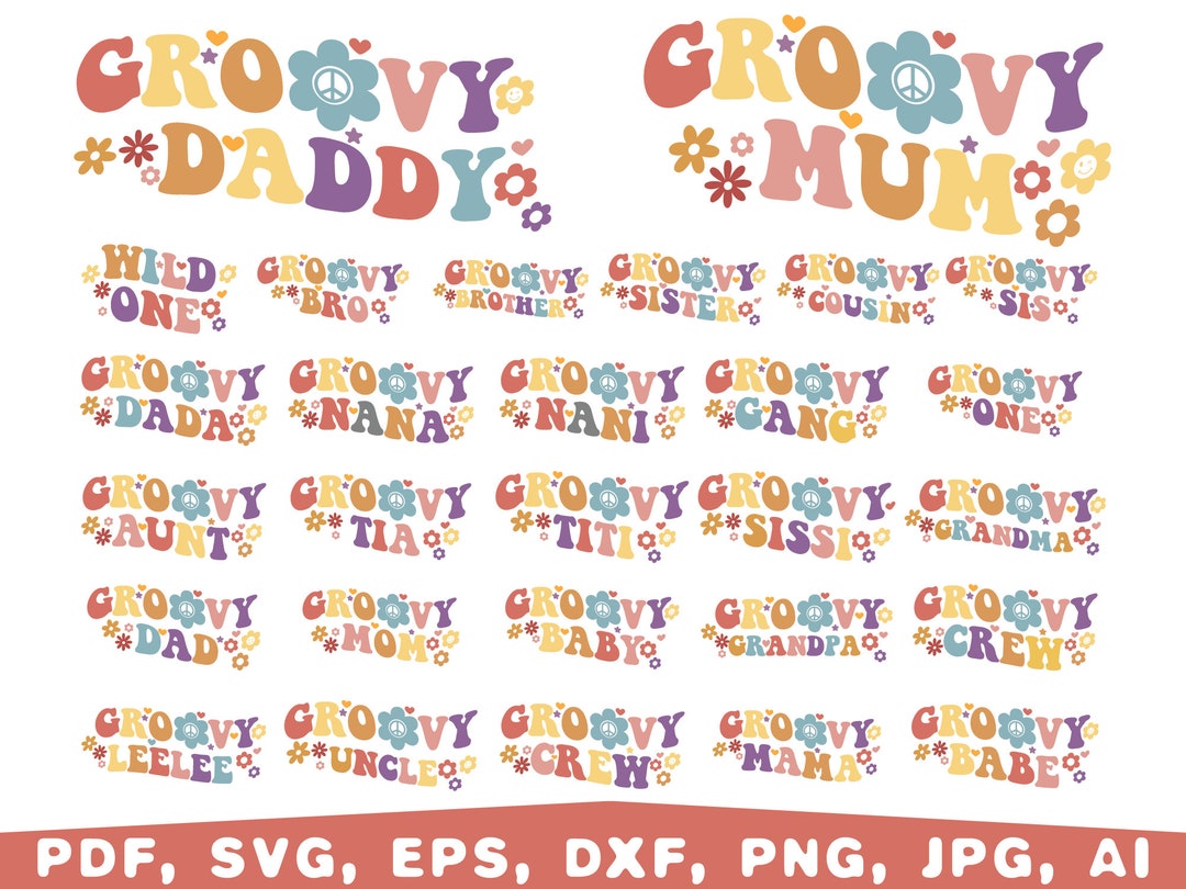 Groovy Family Svg Bundle, Groovy Family Ng, Retro Family Svg, Matching ...