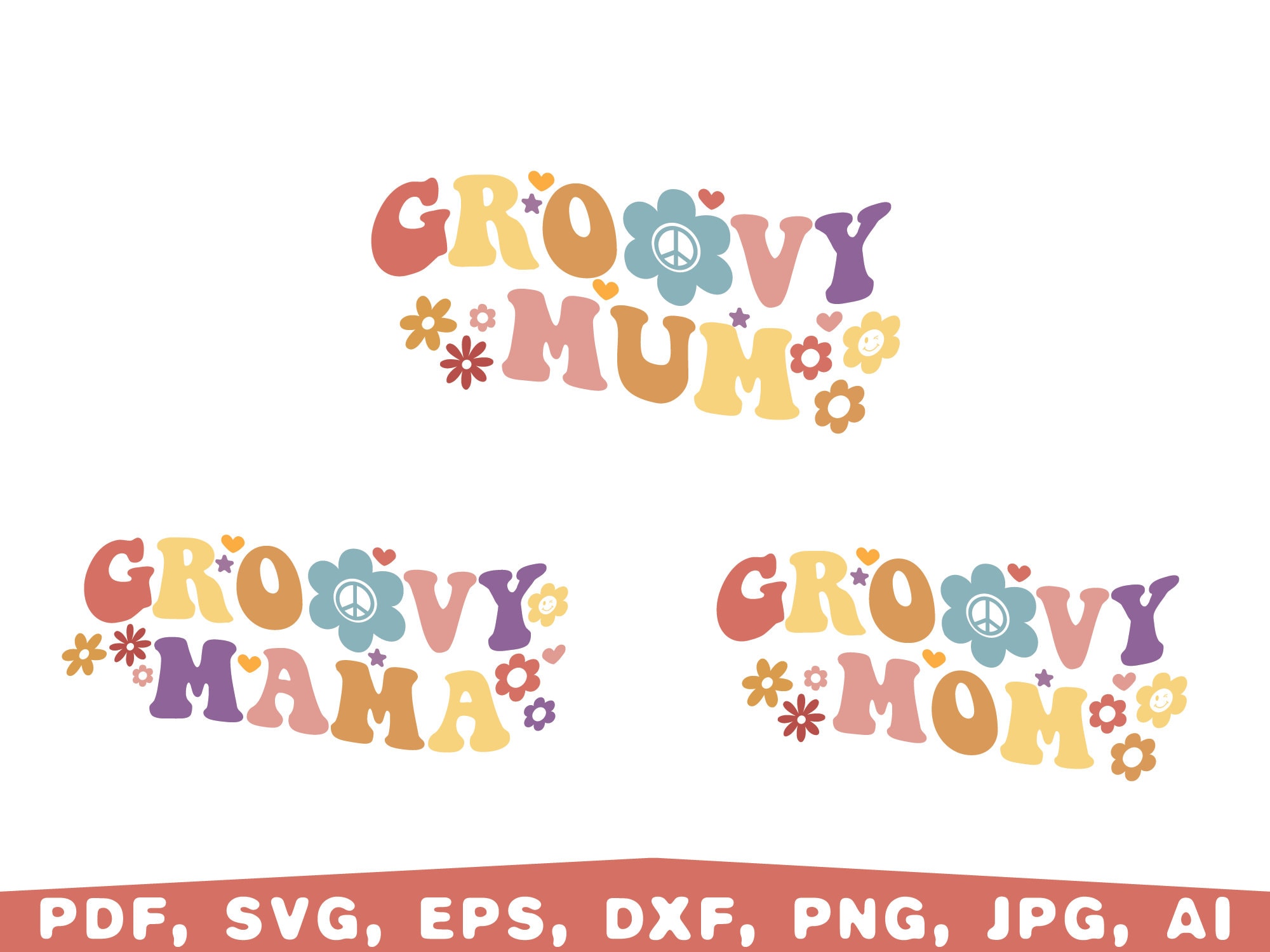 Groovy Family Svg Bundle, Groovy Family Ng, Retro Family Svg, Matching ...