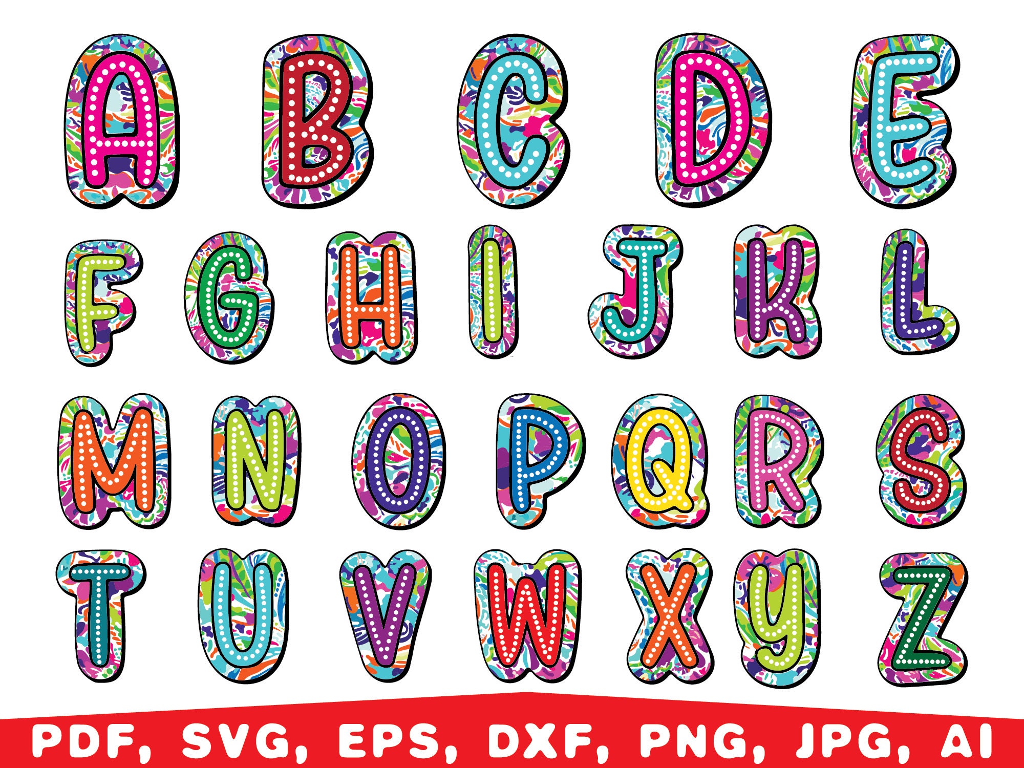 Doodle Letters Svg Bundle, Handwritten Colorful Paisley Floral Alpha ...