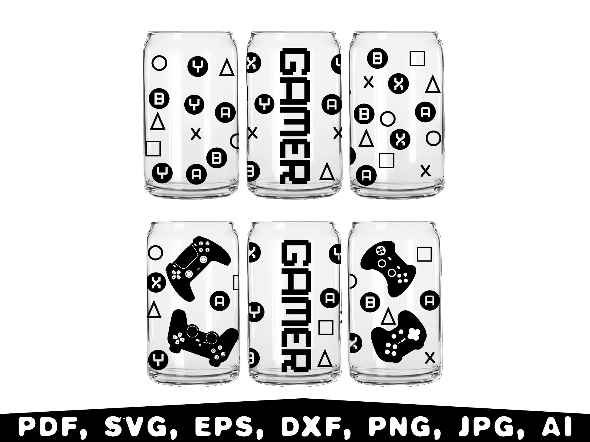 Gamer Fuel Can Glass Wrap SVG, Gamer Glass Wrap Svg, 16oz Gaming Libbey ...