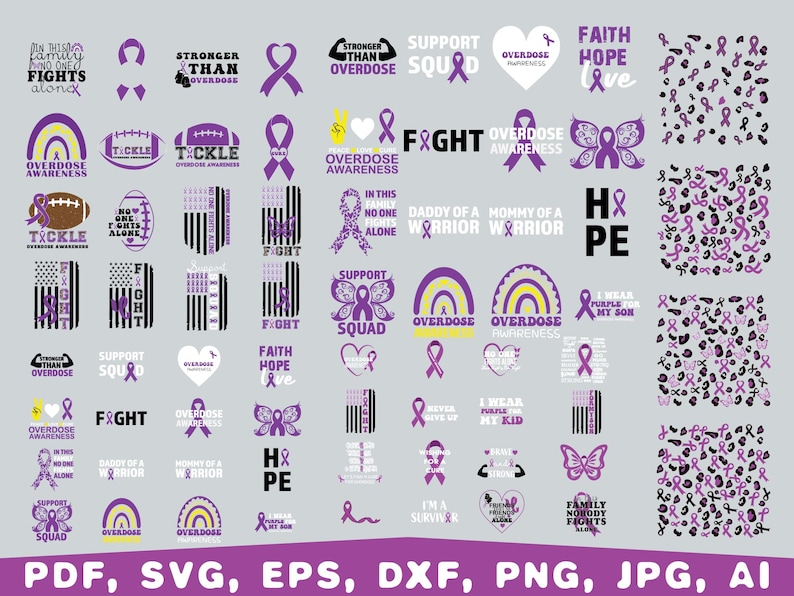 Overdose Awareness Svg, Purple Ribbon SVG, Overdose Cut Files ...