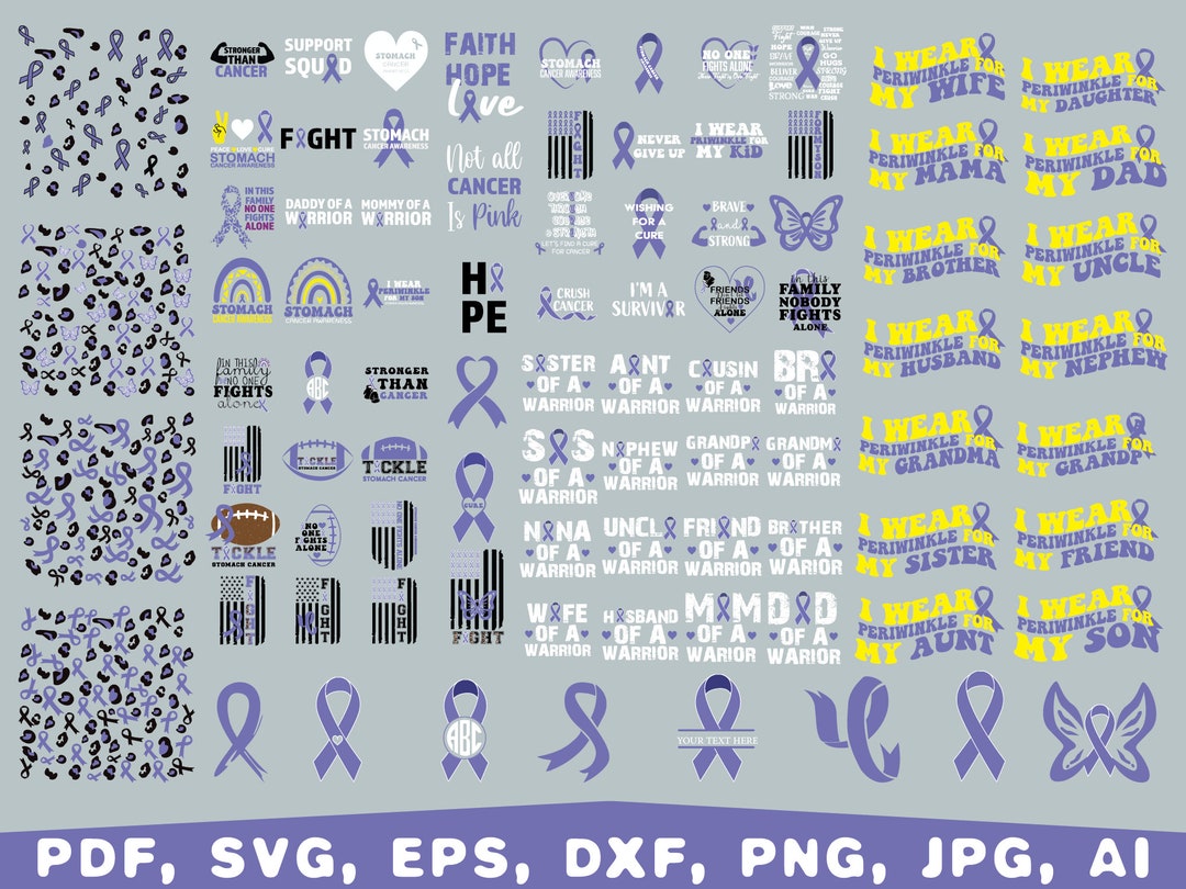 Stomach Cancer Awareness Svg, Periwinkle Ribbon SVG, Stomach Cancer Cut ...