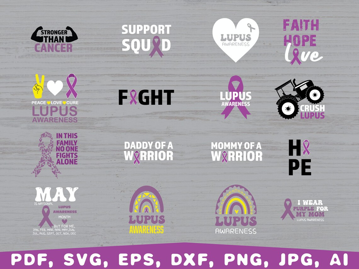 Lupus Awareness Svg, Purple Ribbon Svg, Lupus Ribbon Svg, Peace Love ...