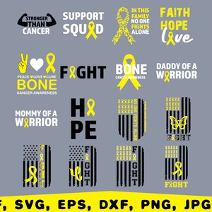 Bone Awareness Svg, Yellow Ribbon SVG, Liver Cancer Cut Files, Bone ...