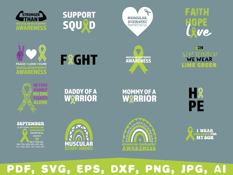 Muscular Dystrophy Awareness Svg, Lime Green Ribbon Svg, Muscular ...