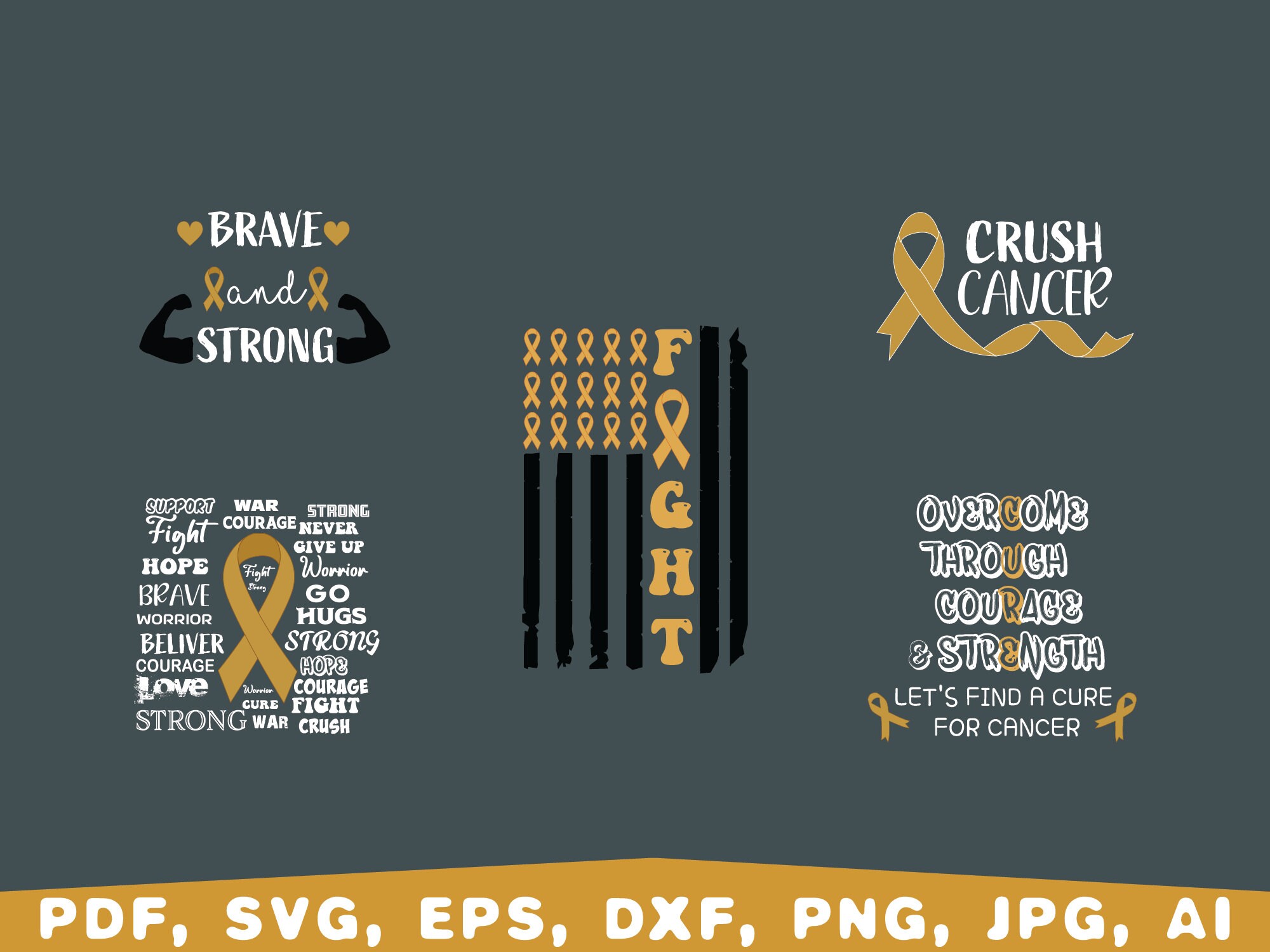 Childhood Cancer Awareness Svg, Gold Ribbon Svg, Childhood Cancer Cut ...