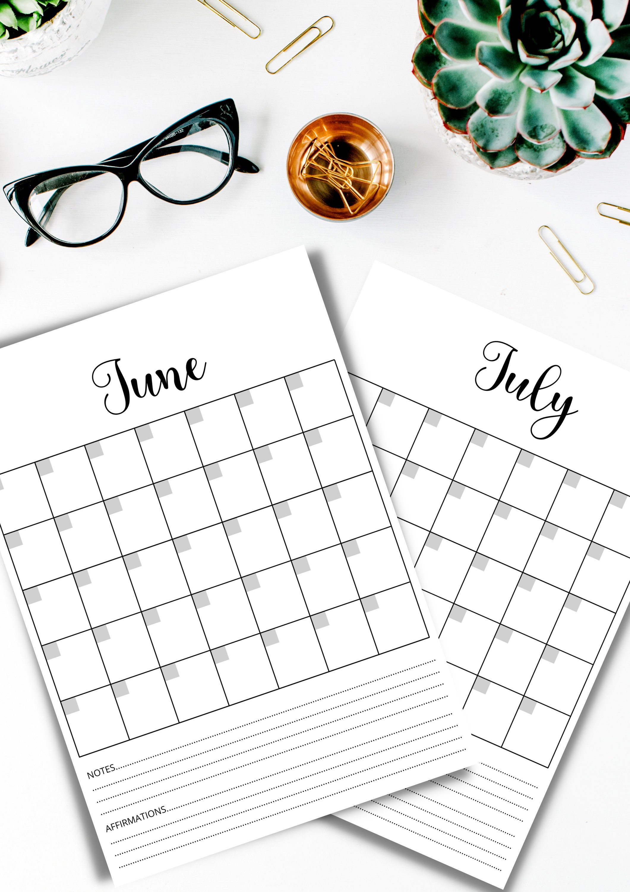 Printable, Digital Download Unique Undated Calendar, PDF A4 Size ...