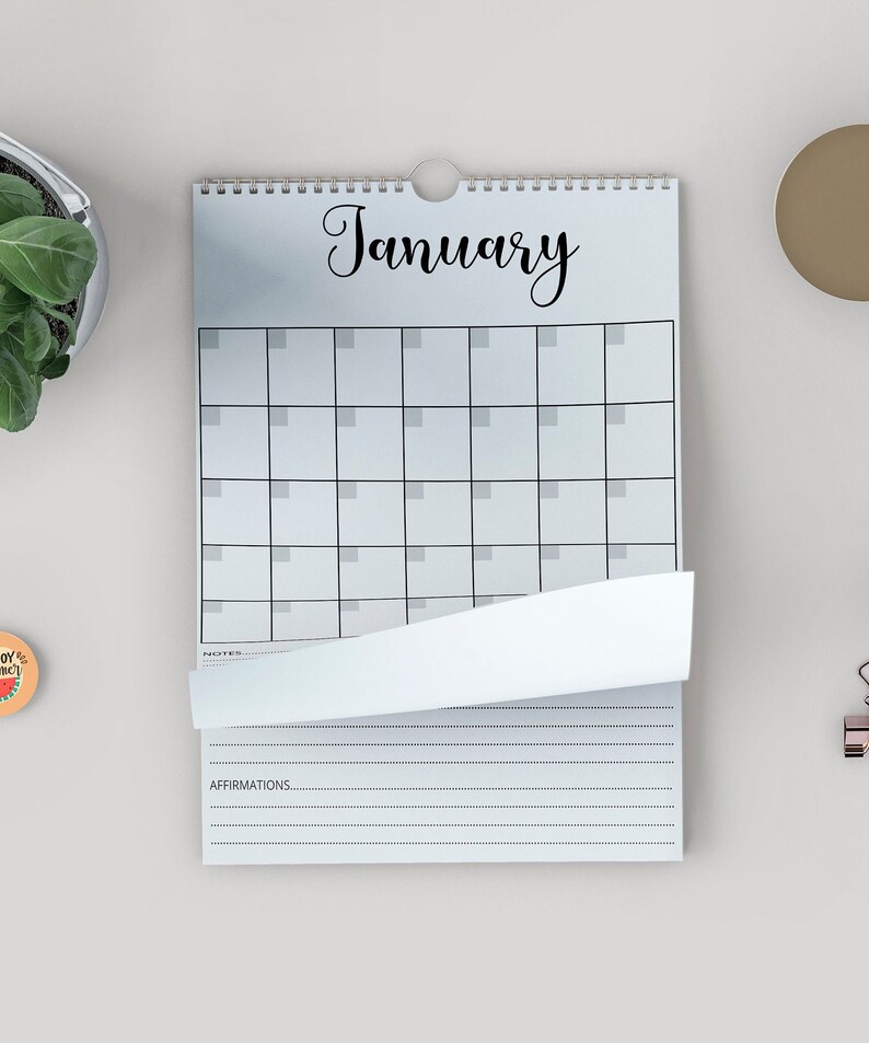 Printable, Digital Download Unique Undated Calendar, PDF A4 Size ...