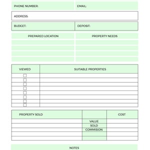 Printable, Digital Download Real Estate Client Information Sheet Follow ...