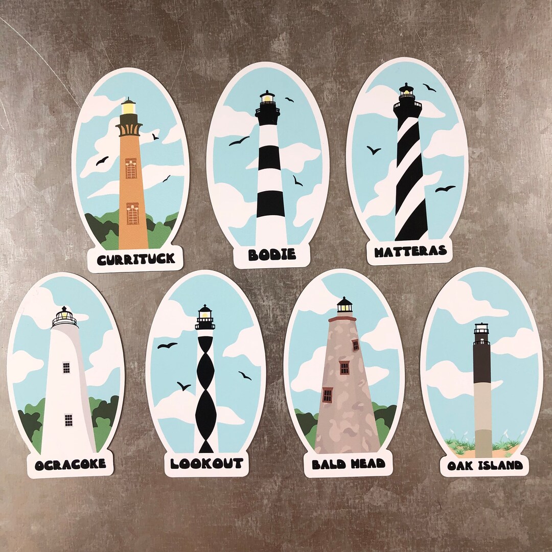 North Carolina Coastal Lighthouses Fridge Magnet Complete Set by Earth ...