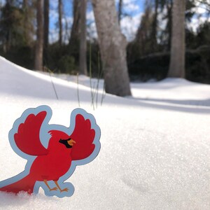 Flying Cardinal Vinyl Sticker by Earth Curious Art Co | Red Bird State ...