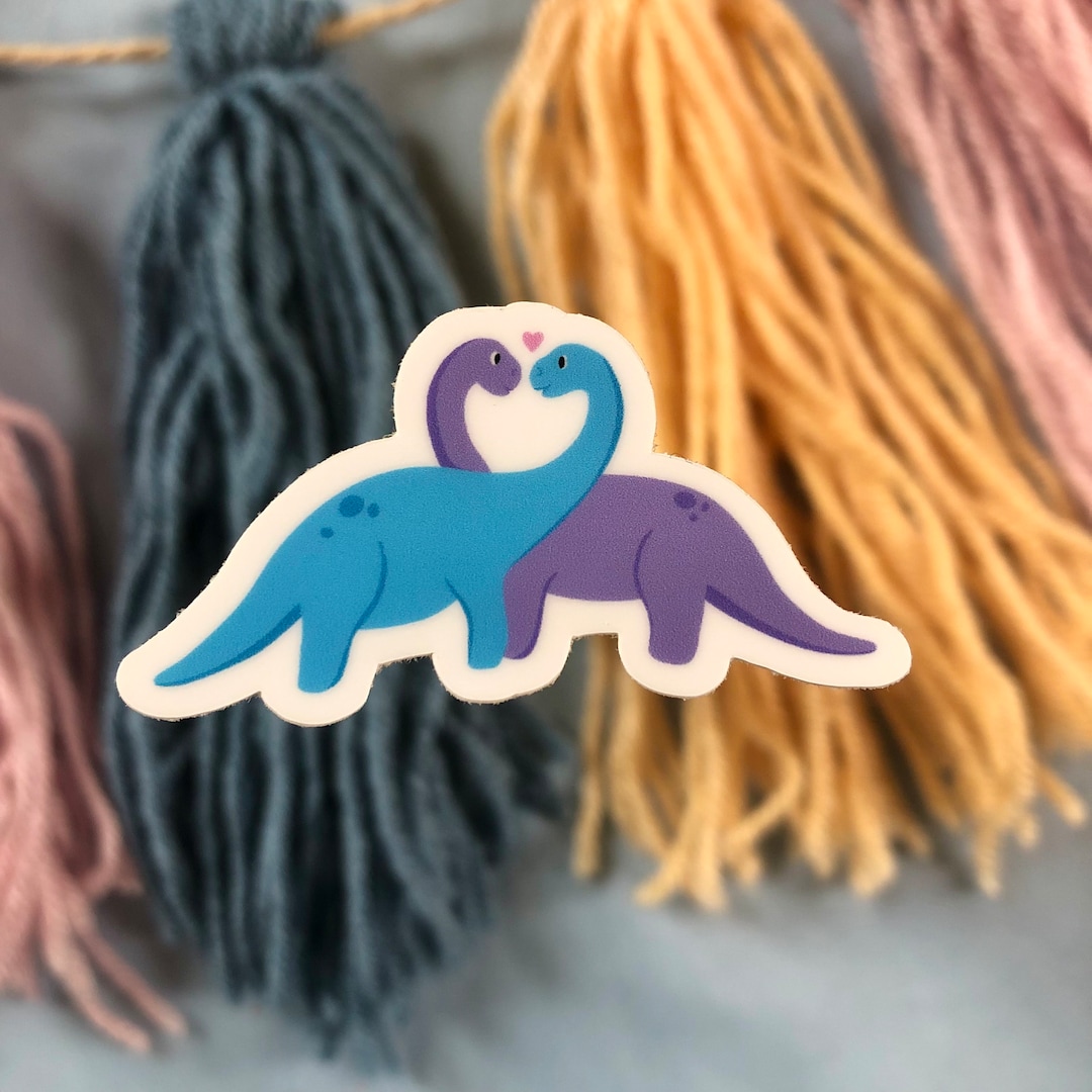 B Grade Dinos in Love Vinyl Sticker by Earth Curious Art Co | Cute ...