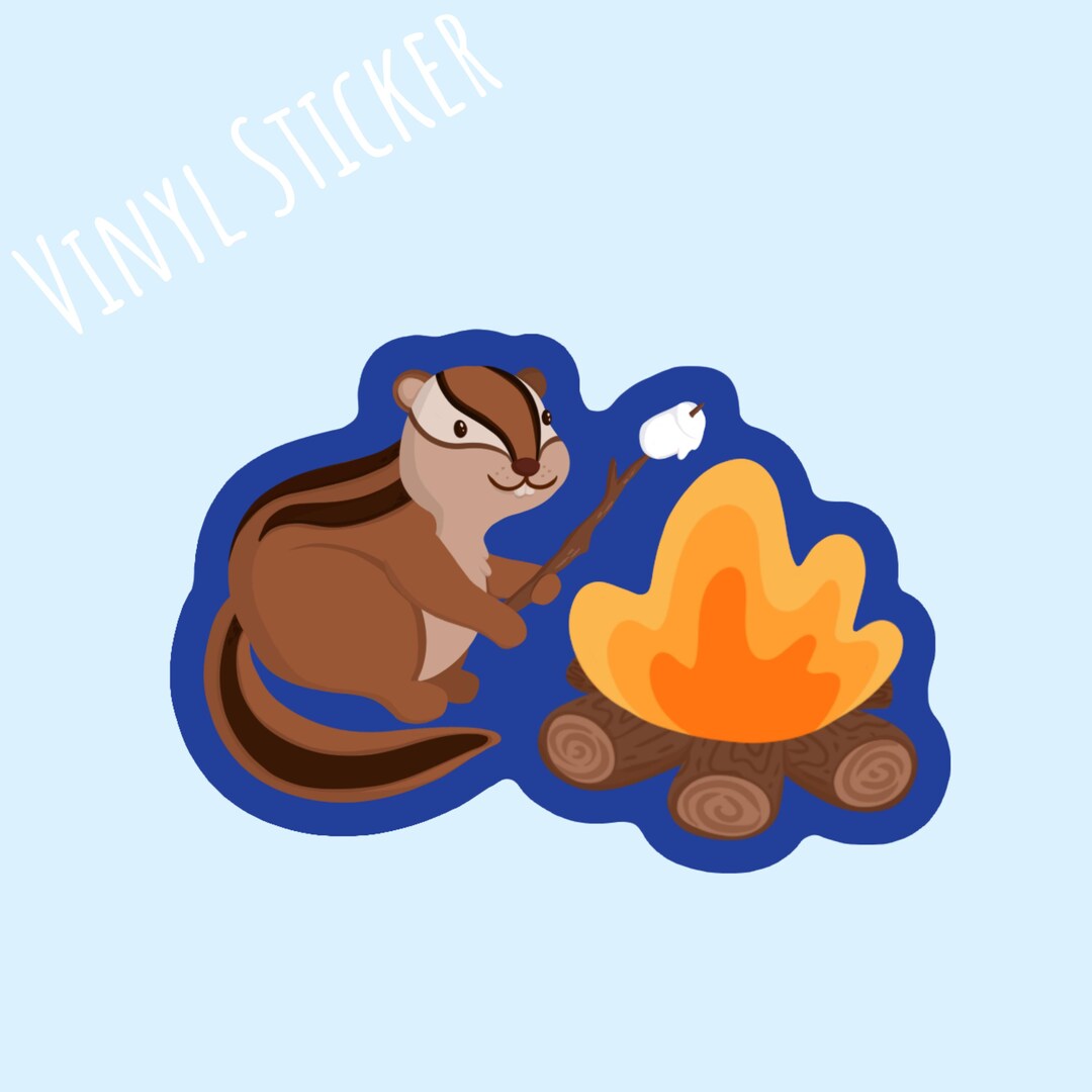 Chipmunk Campfire Vinyl Sticker by Earth Curious Art Co | Happy Forest ...