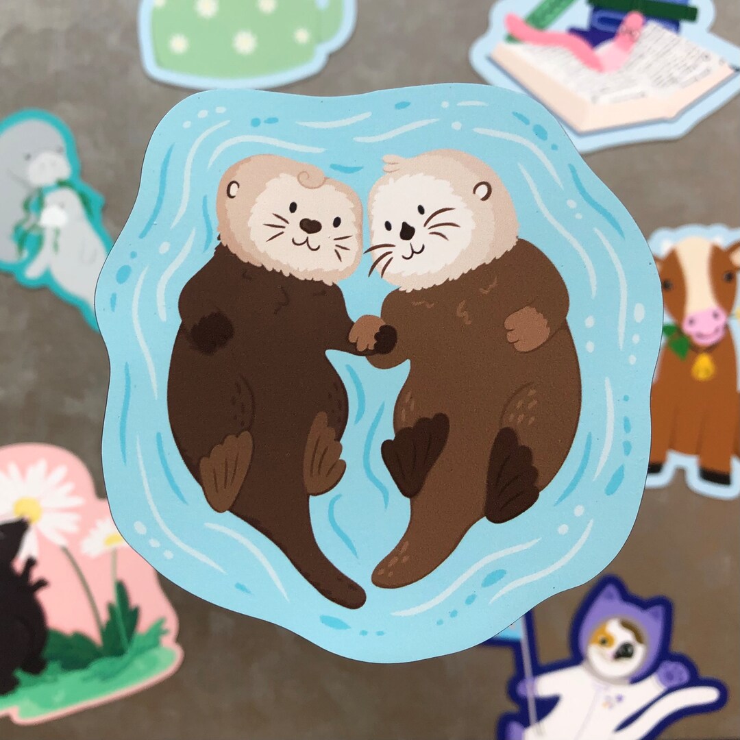 Sea Otters Holding Hands Fridge Magnet by Earth Curious Art Co | Cute ...
