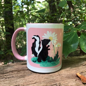 Skunk Smelling Daisies Mug by Earth Curious Art Co - Etsy
