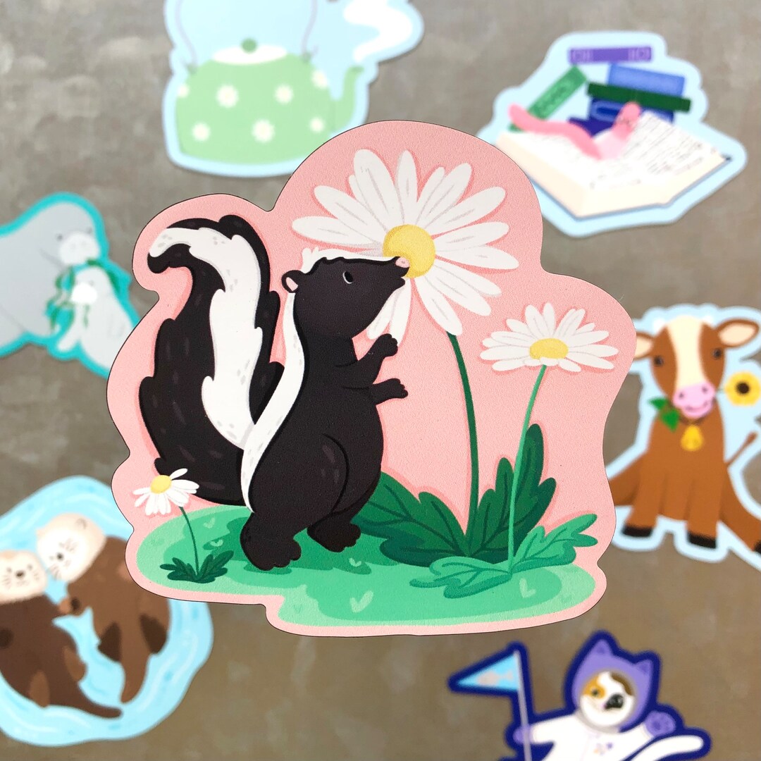 Skunk Smelling Daisies Fridge Magnet by Earth Curious Art Co | Spring ...