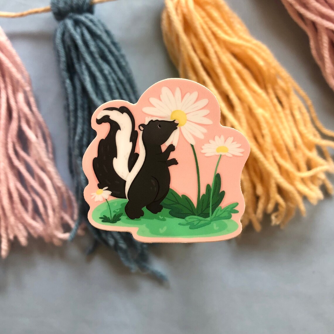 Skunk Smelling Daisies Vinyl Sticker by Earth Curious Art Co | Spring ...