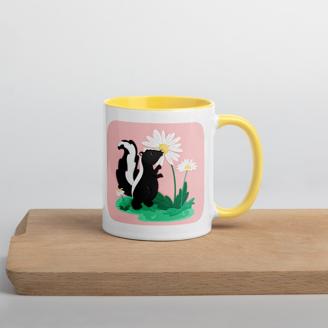 Skunk Smelling Daisies Mug by Earth Curious Art Co - Etsy