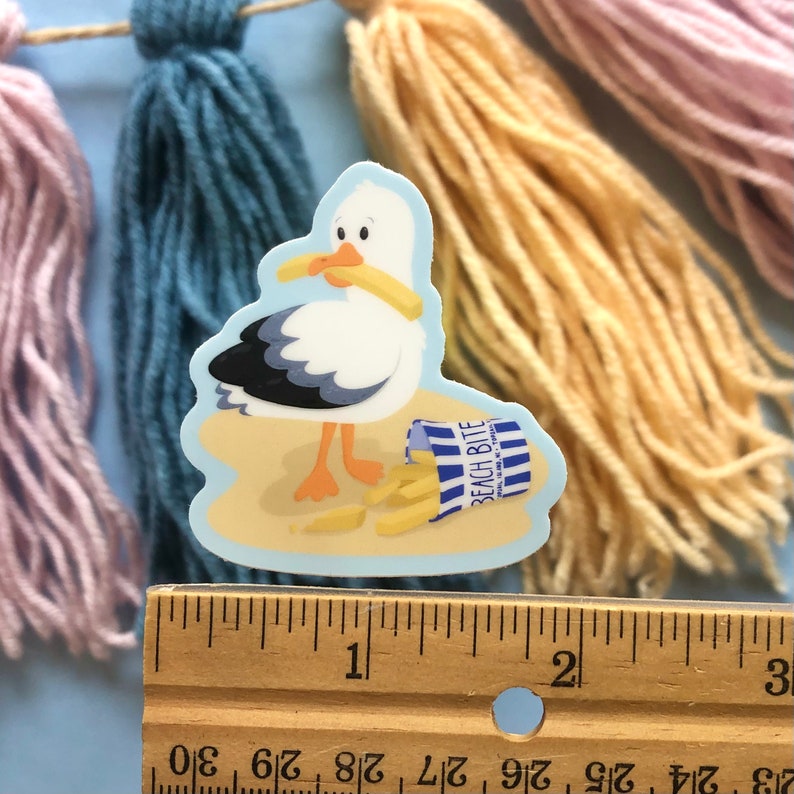 Seagull Stealing French Fries Vinyl Sticker by Earth Curious Art Co ...
