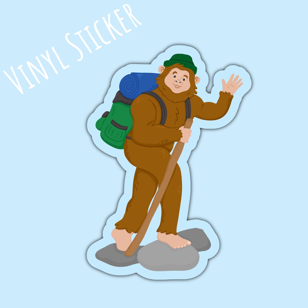 Friendly Hiking Bigfoot Vinyl Sticker by Earth Curious Art Co ...