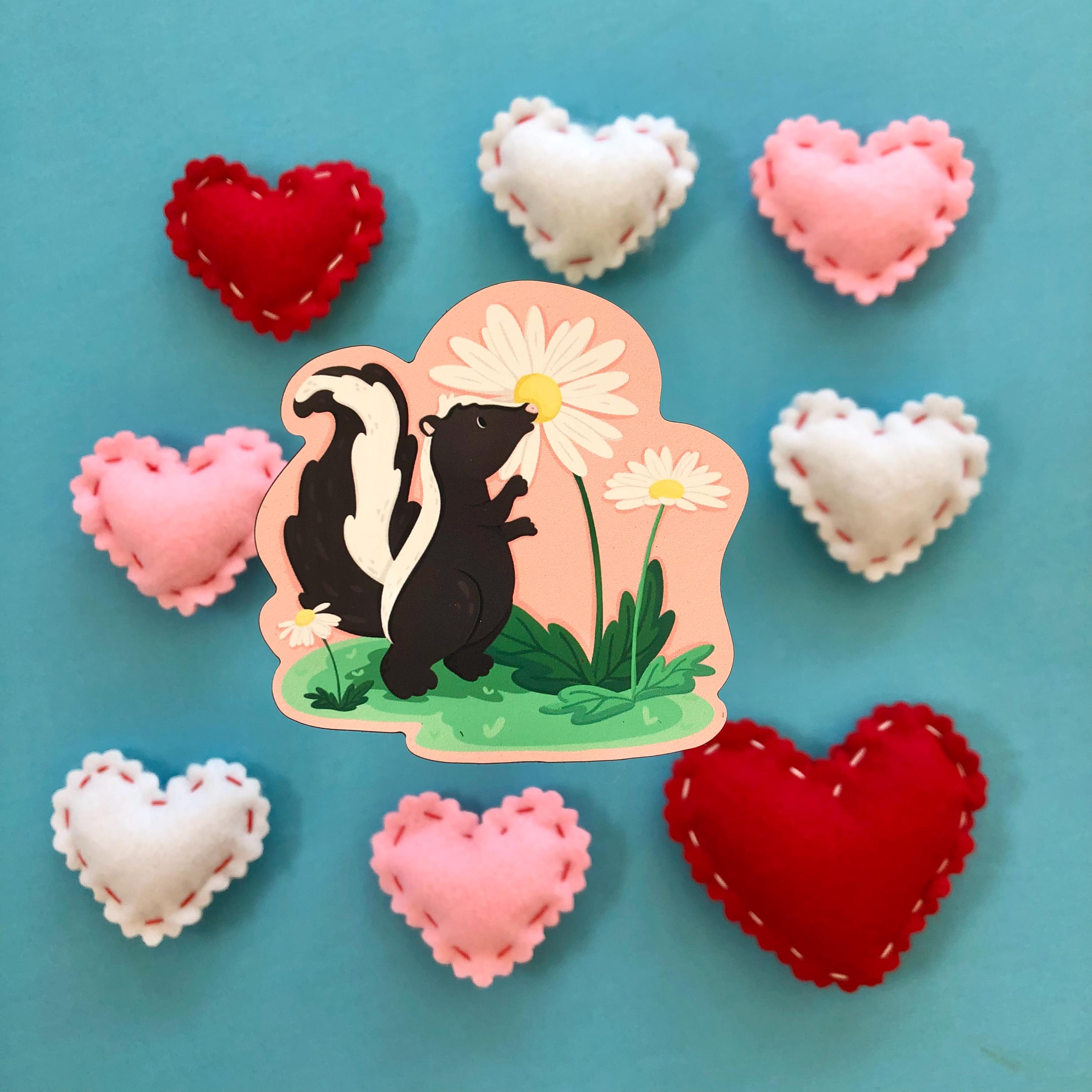 Skunk Smelling Daisies Vinyl Sticker by Earth Curious Art Co | Spring ...