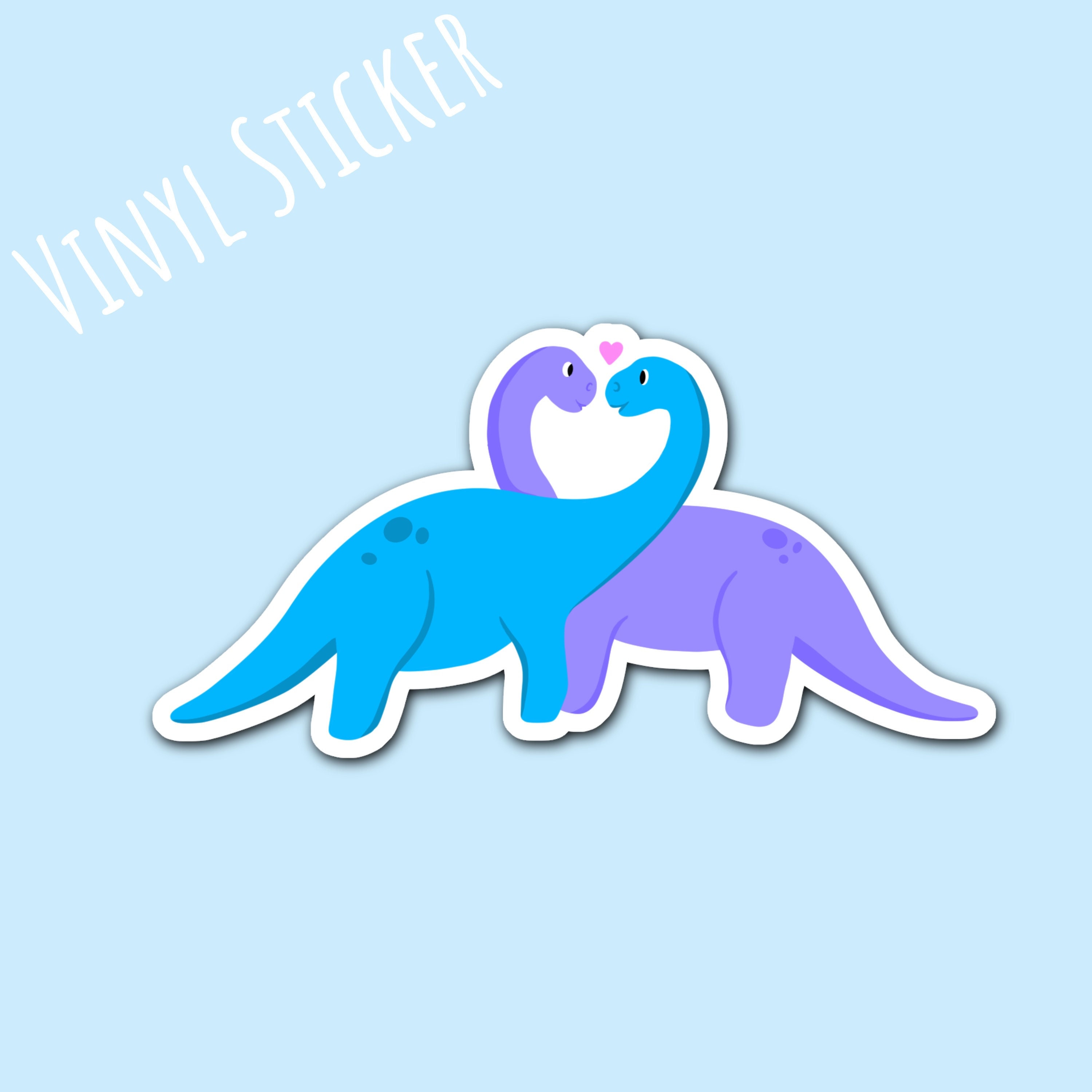 Dinos in Love Vinyl Sticker by Earth Curious Art Co Cute Dinosaur ...