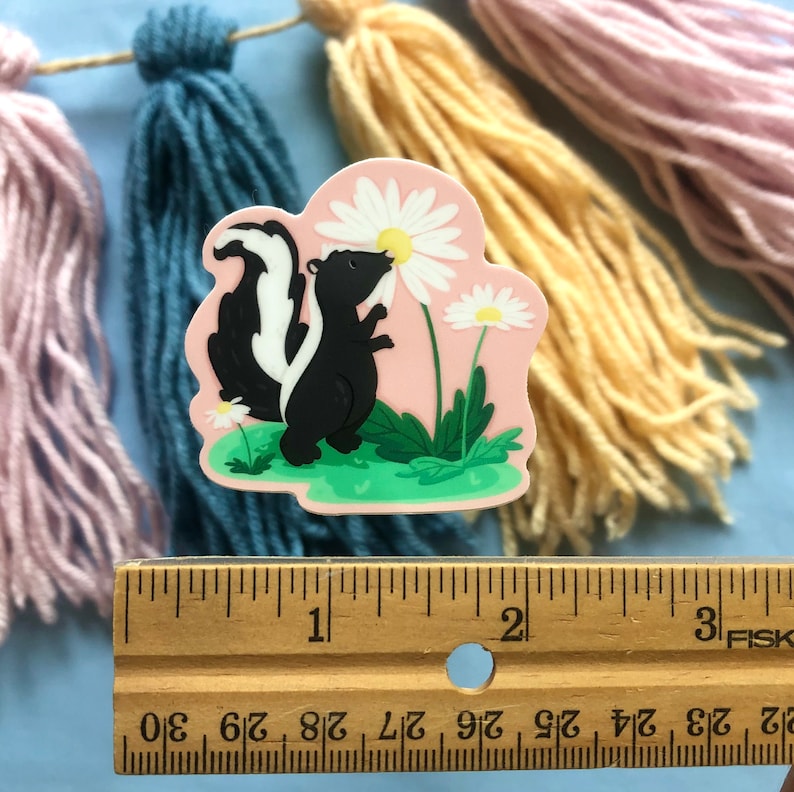 Skunk Smelling Daisies Vinyl Sticker by Earth Curious Art Co | Spring ...
