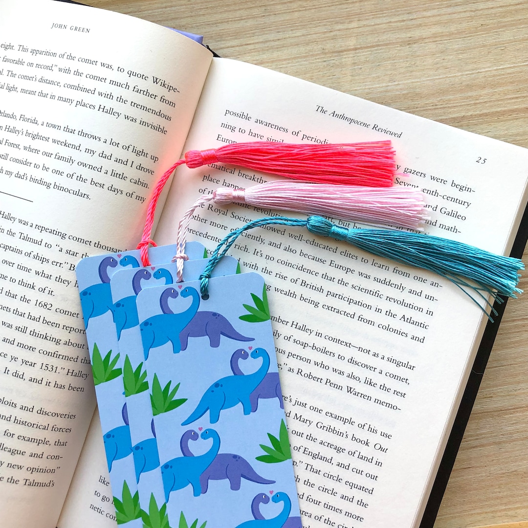 Dinos in Love Bookmark by Earth Curious Art Co | Gift for Readers ...