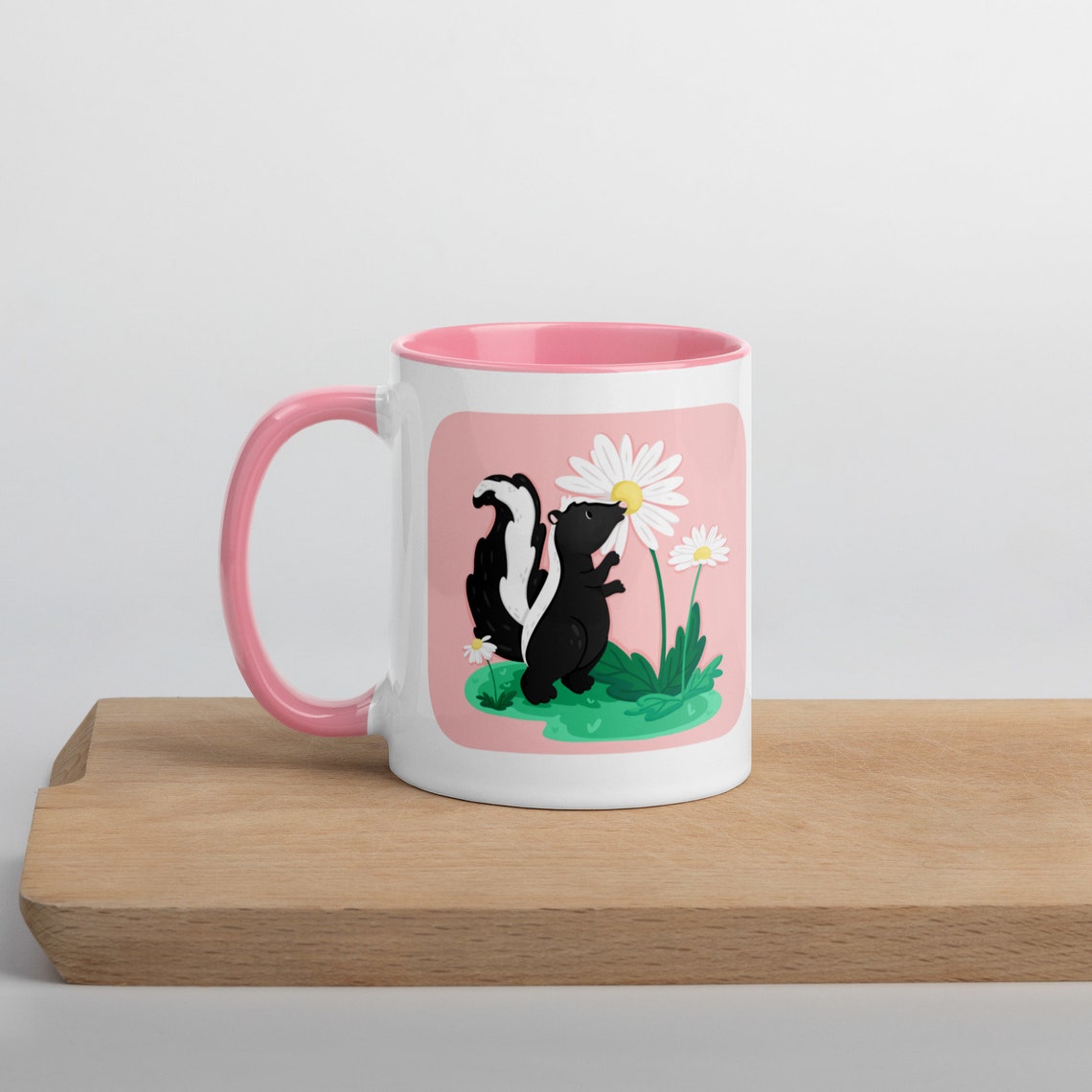 Skunk Smelling Daisies Mug by Earth Curious Art Co - Etsy