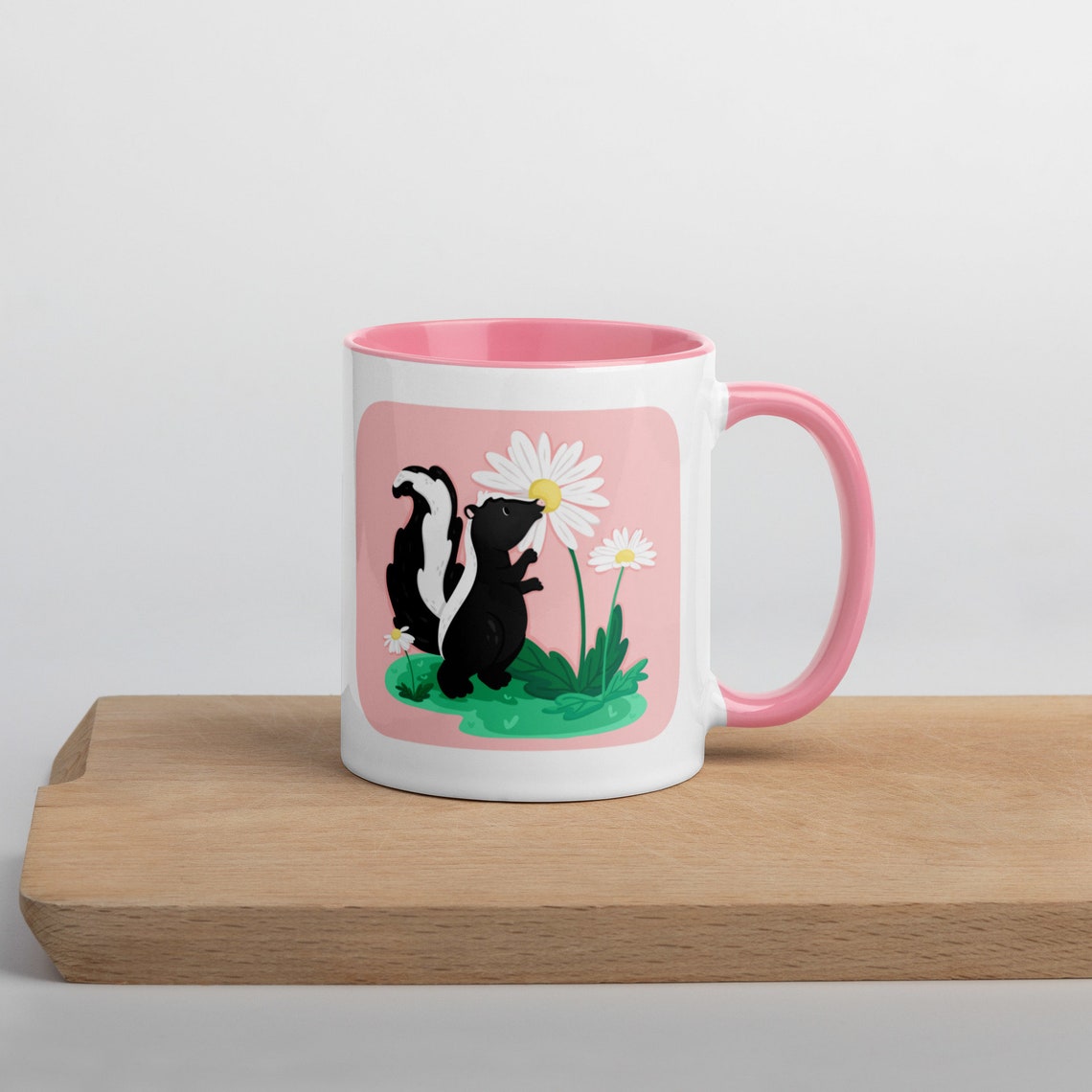 Skunk Smelling Daisies Mug by Earth Curious Art Co - Etsy