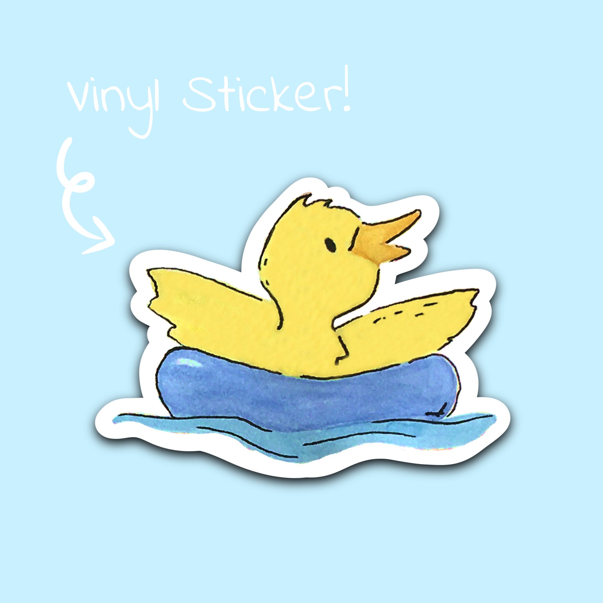 Excited Ducky in an Innertube Water Resistant Vinyl Sticker by Earth ...
