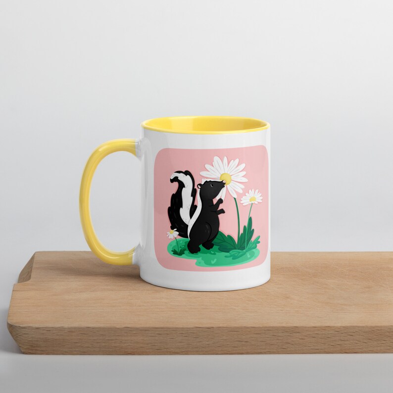 Skunk Smelling Daisies Mug by Earth Curious Art Co - Etsy