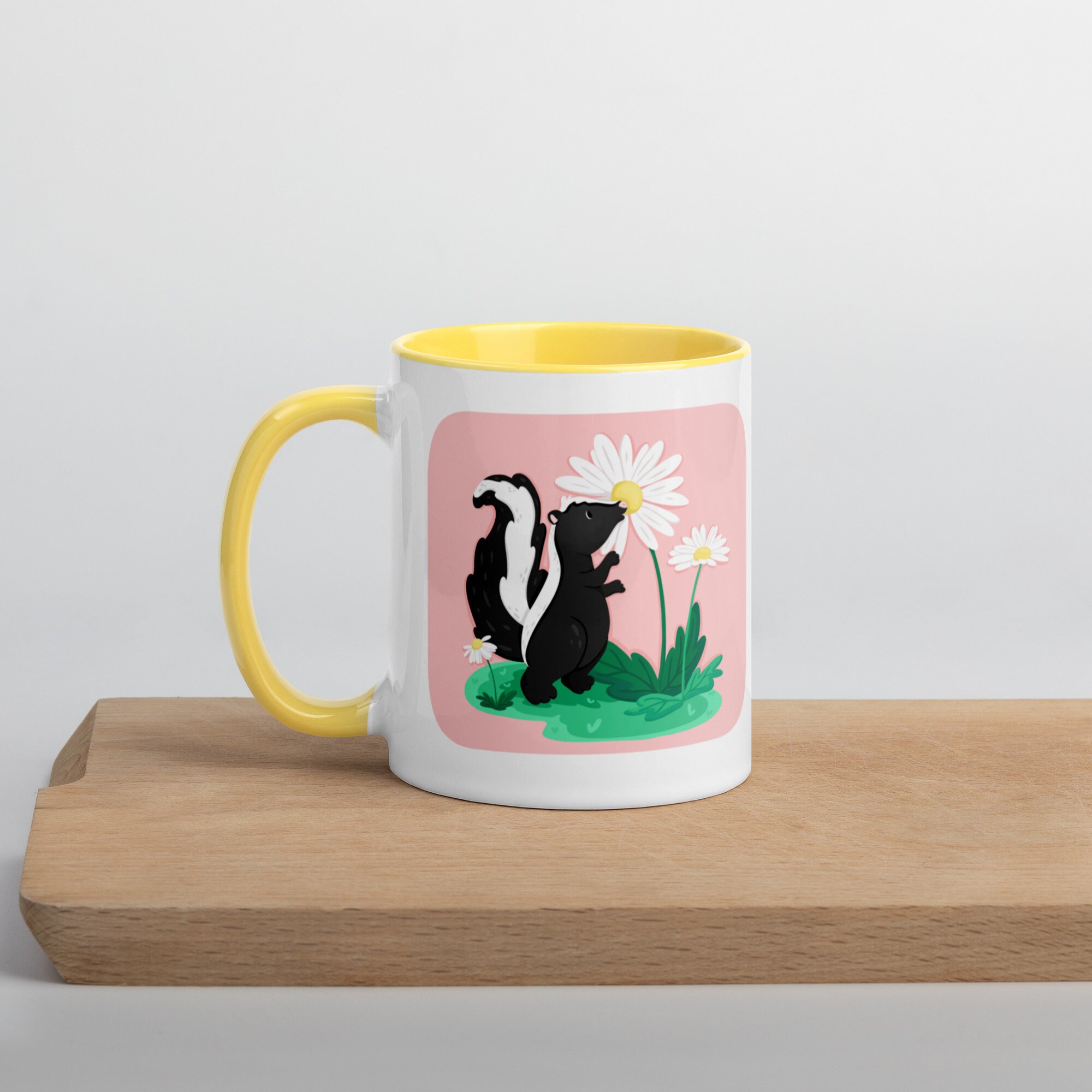 Skunk Smelling Daisies Mug by Earth Curious Art Co - Etsy