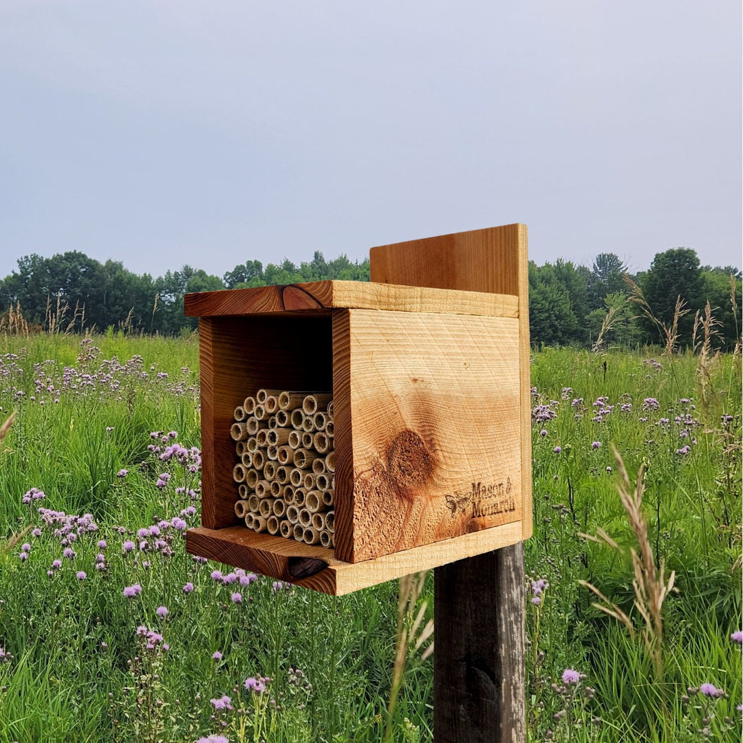 Handmade Bee House for Native Mason and Leafcutter Bees Made in the USA ...