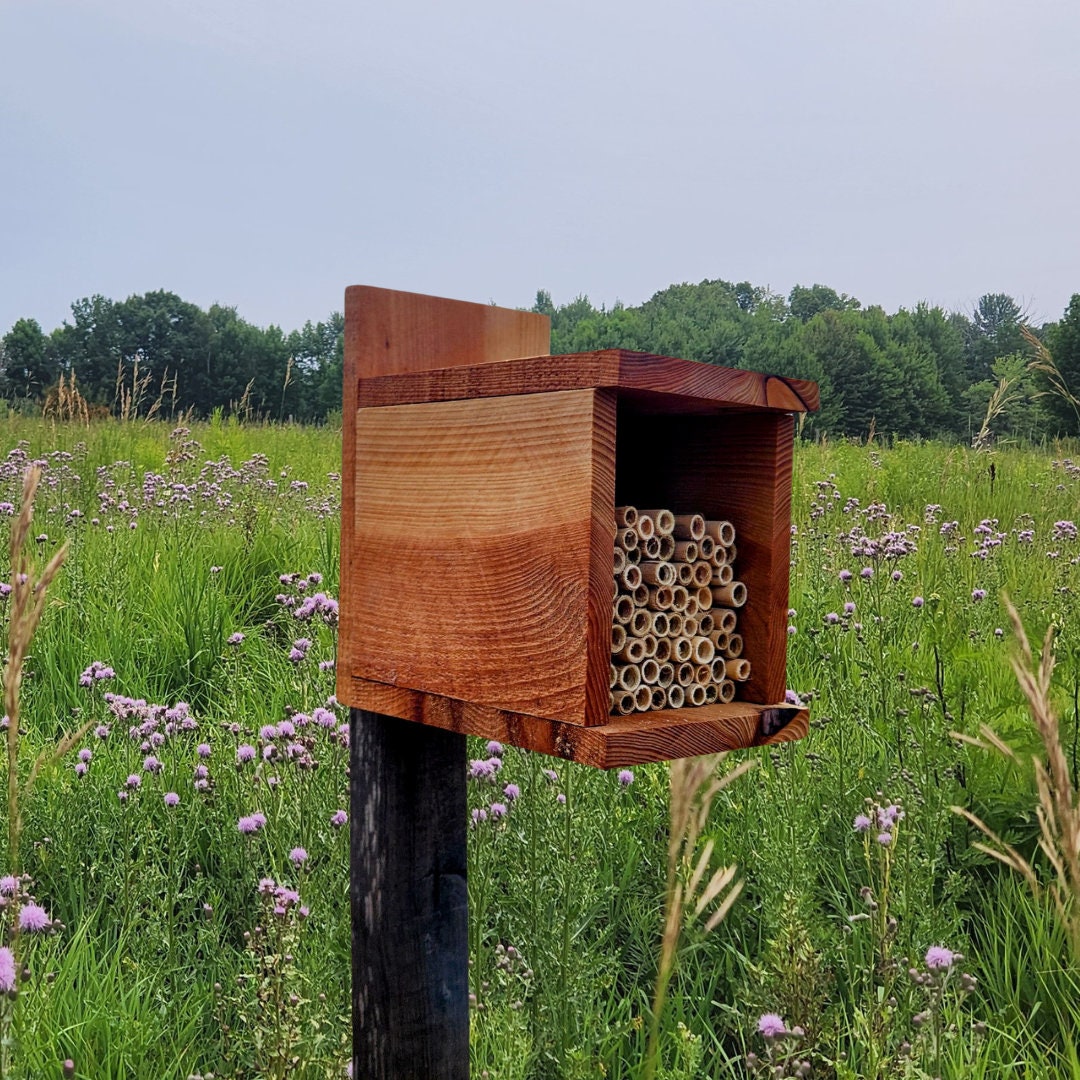 Handmade Bee House for Native Mason and Leafcutter Bees Made in the USA ...