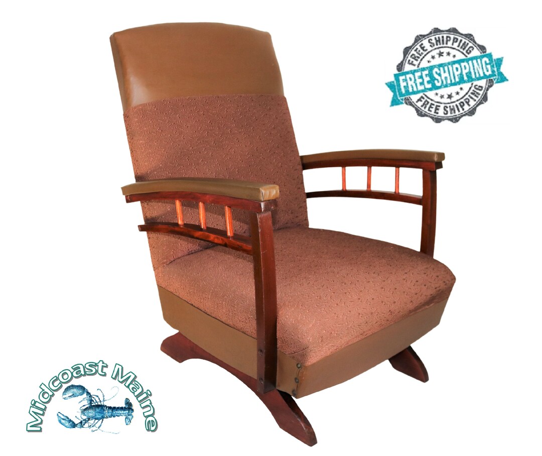 Mid-century Vintage Upholstered/vinyl Spring Rocker - Rocking Chair ...