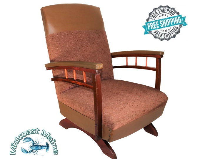 Mid-century Vintage Upholstered/vinyl Spring Rocker - Rocking Chair ...