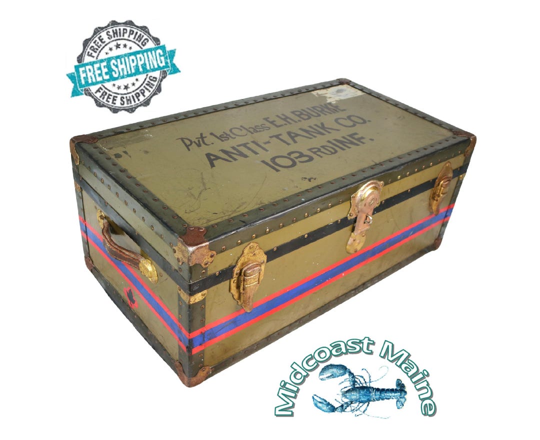 World War Two (WW2) Private First Class E. H. Burke Anti-tank Co. 103rd Infantry Foot Locker ...