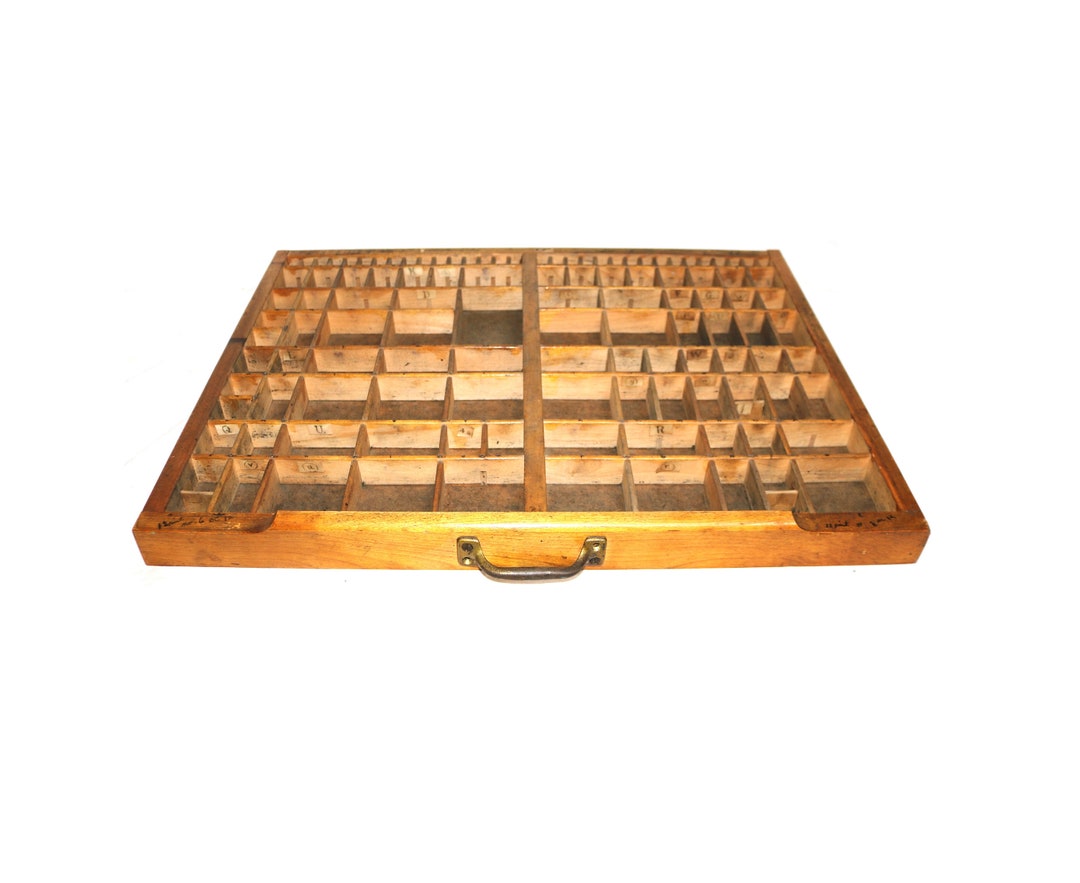 1930s to 40s Vintage Letterpress Typeset Tray 21.75 X 16.75 With 118 ...