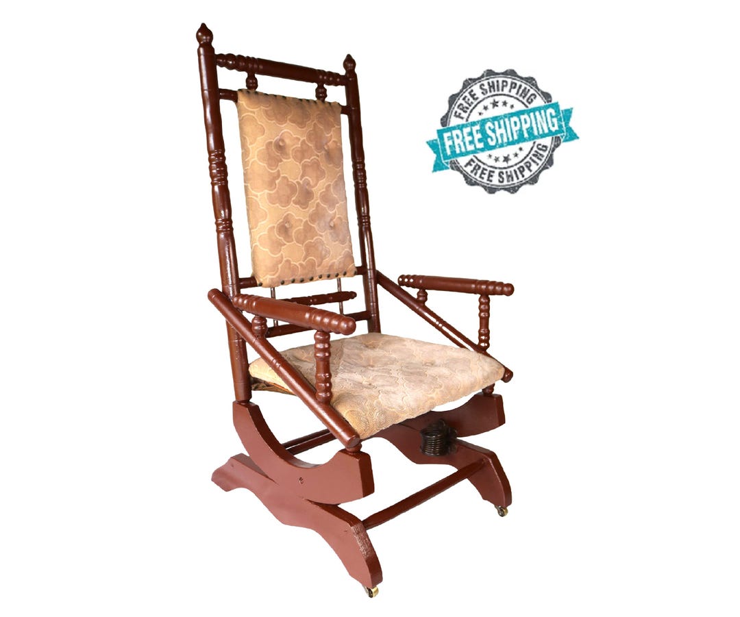 Antique Upholstered Oak Platform Rocker - Circa: 1915 ~ Fast Free ...