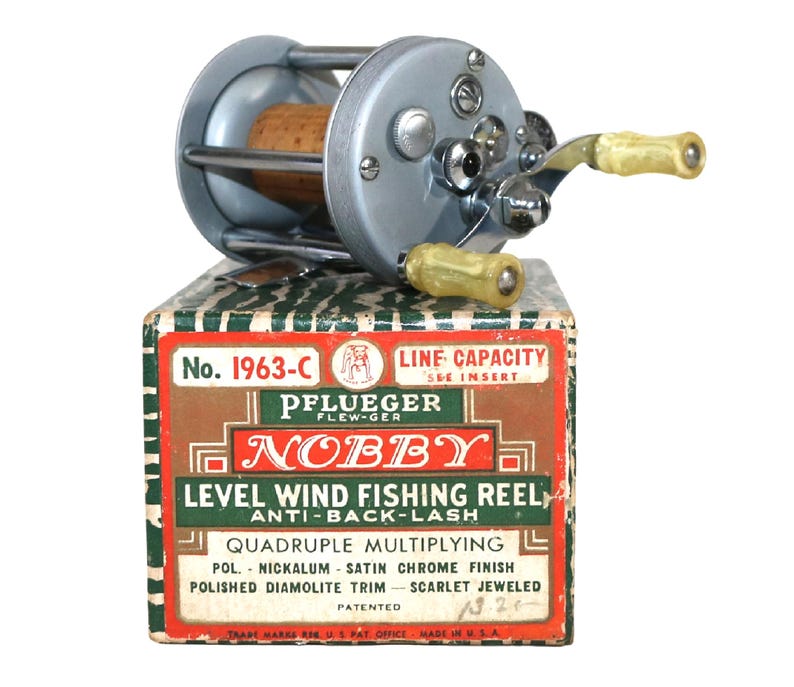 1960s Vintage Pflueger Nobby 1963-C Baitcasting Fishing Reel With Box ...