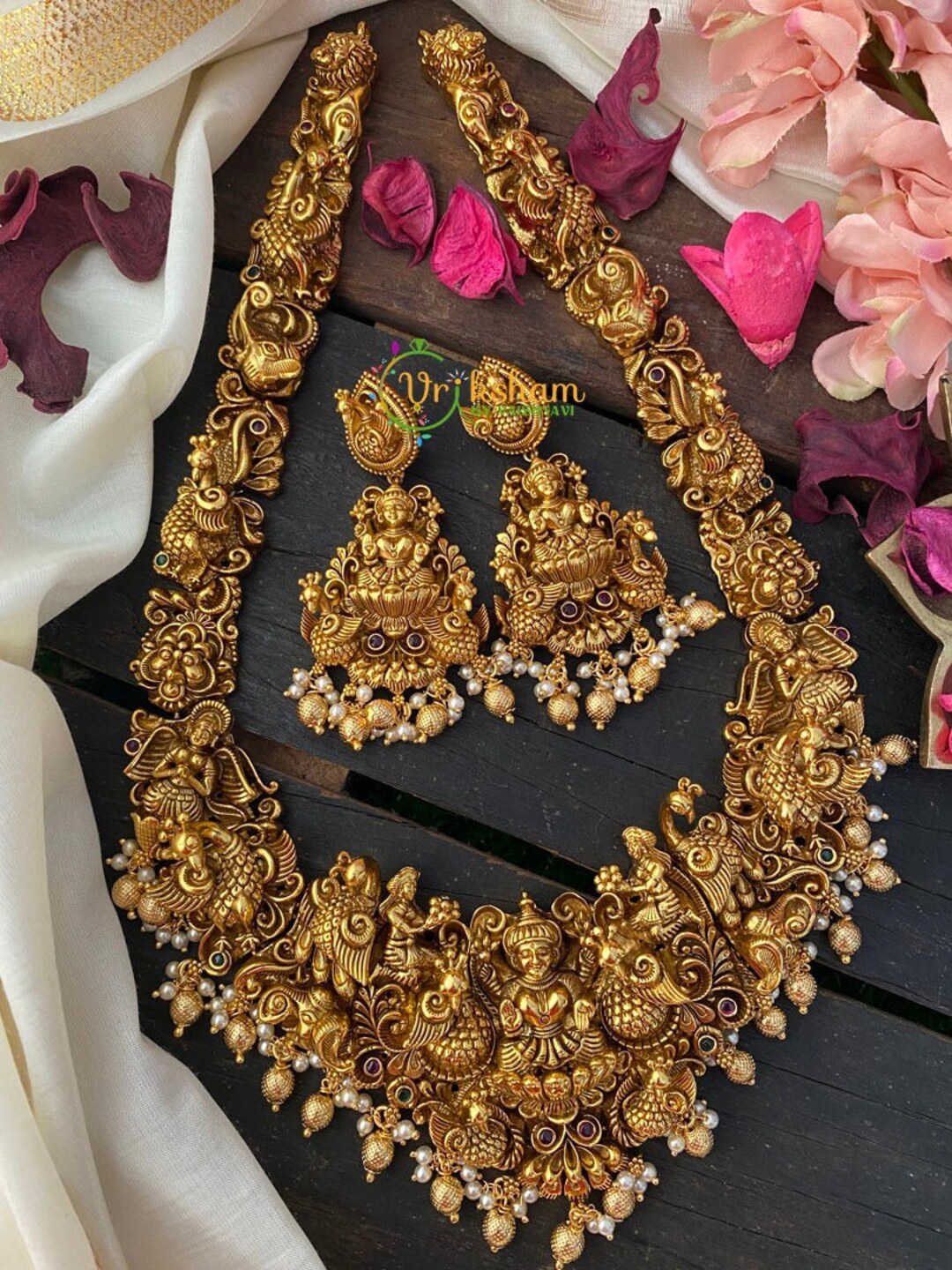 Antique Temple Lakshmi Haram-wedding Jewelry-temple Jewelry-jewelry Set ...
