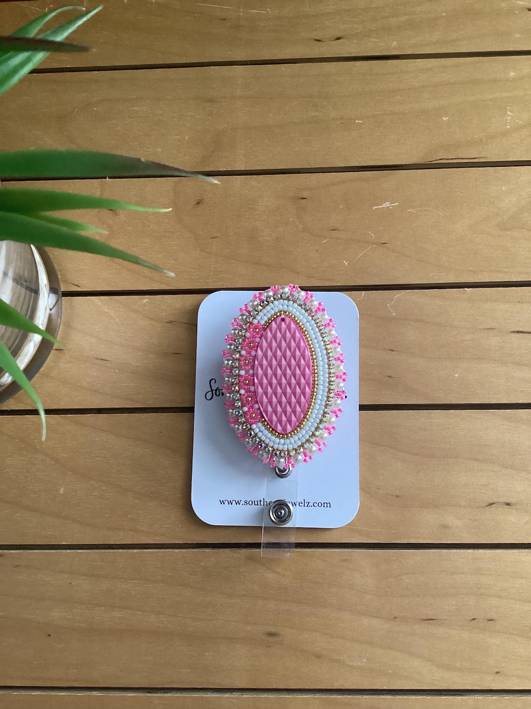Beaded ID Badge Reel - Etsy