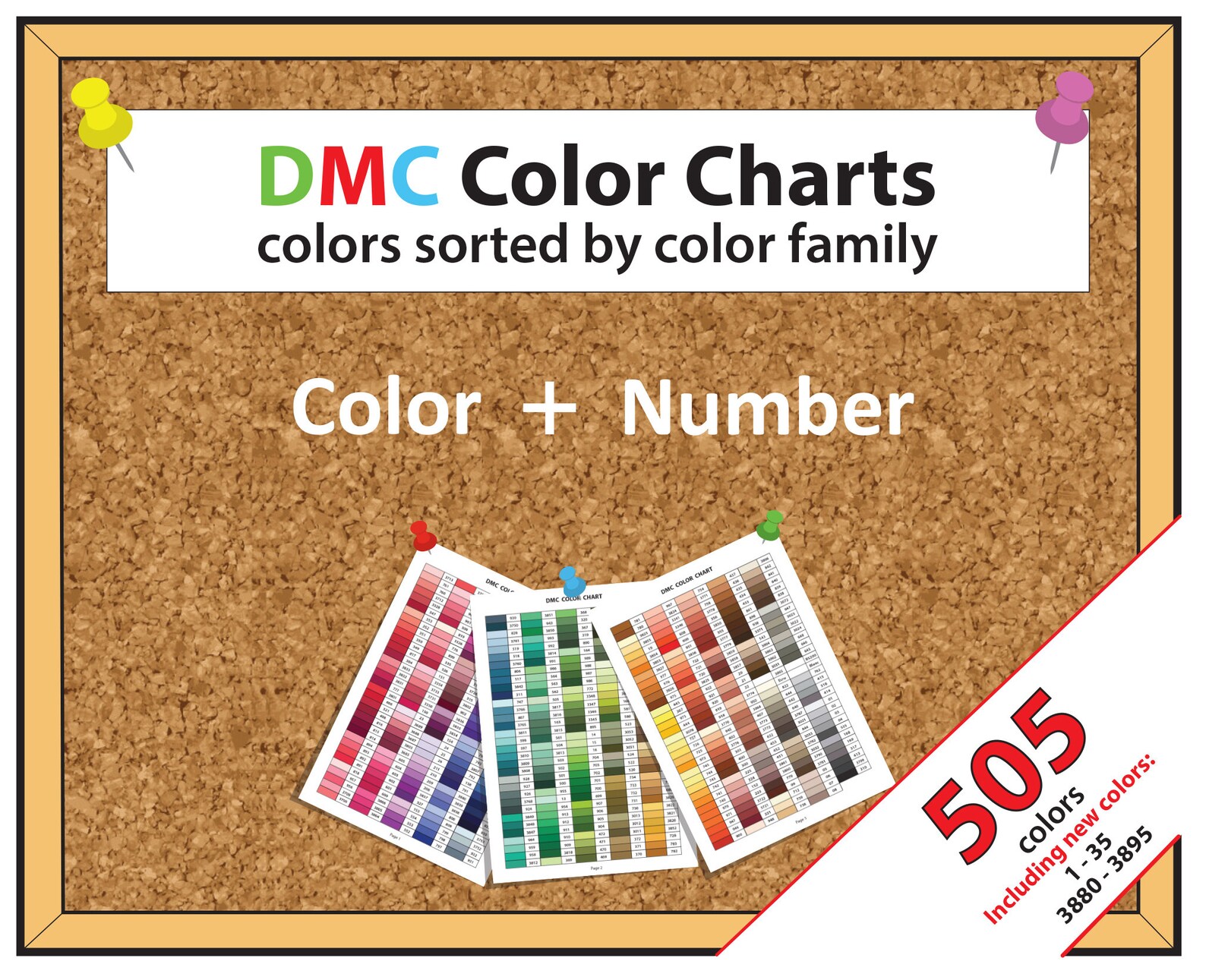 Printable PDF DMC Color Charts Sorted by Color Family 505 | Etsy