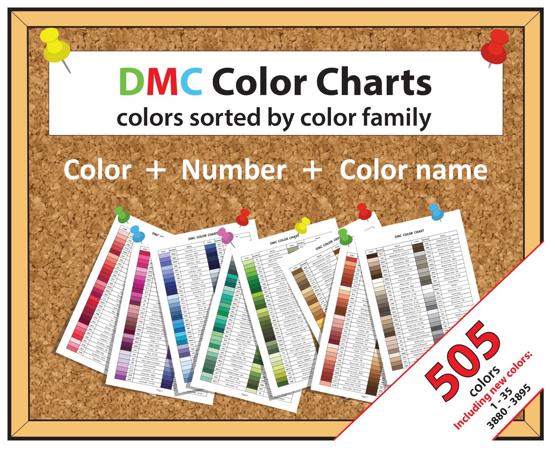 Printable PDF DMC Color Charts Sorted by Color Family 505 | Etsy