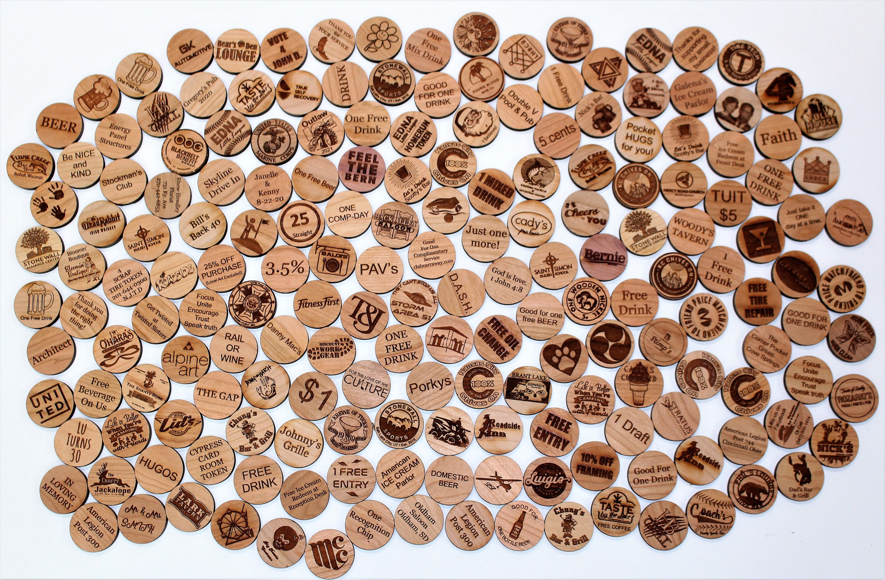 Customized Double Sided Drink Chips Promotional Chips Wooden - Etsy