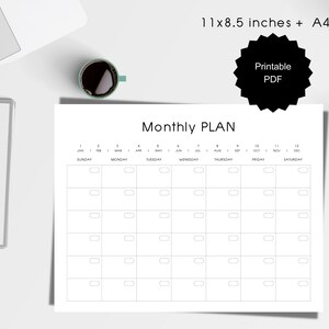 Printable Monthly Plan Monthly Calendar Template Calendar - Etsy