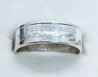 Puerto Rico Silver Coin Ring - Etsy