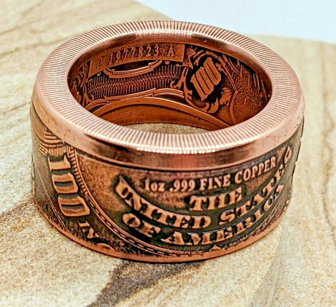 Handmade Copper Coin Ring - Unique Ben Franklin Banknote Design - Etsy